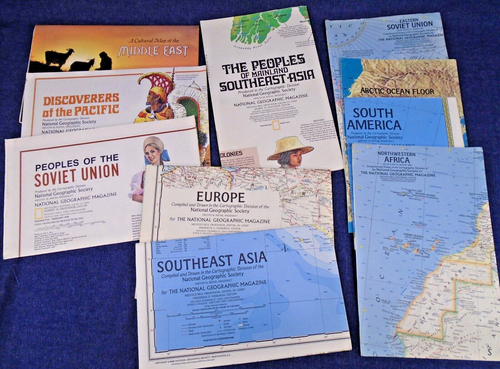 10 Vintage National Geographic Maps 1960s-70s | eBay
