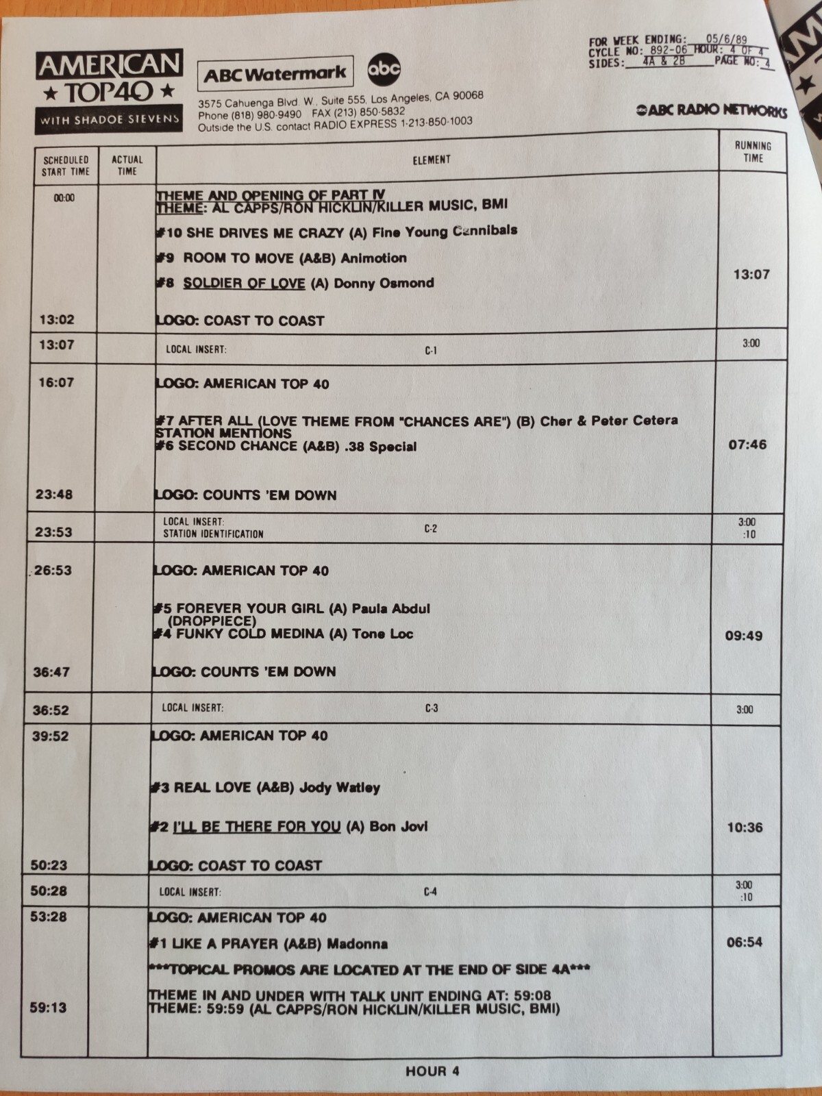 AMERICAN * TOP40 * WITH SHADOE STEVENS AT40 4xPROMO VINYL Show #18 ABC ...