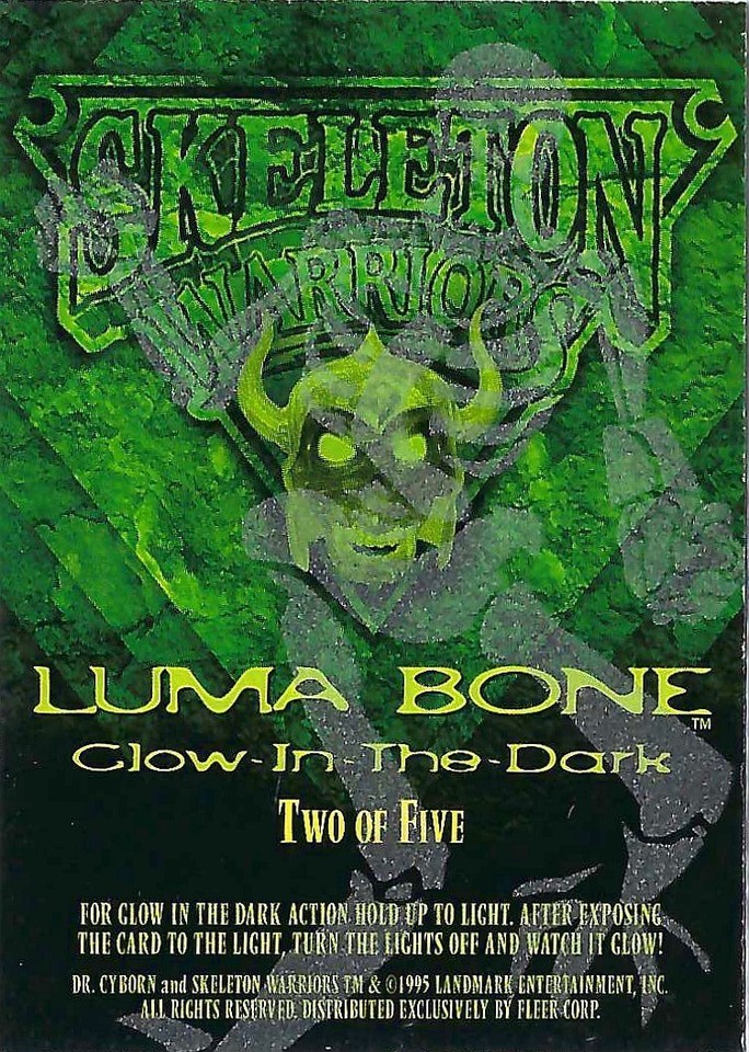 1995 Fleer Ultra Skeleton Warriors Luma Bone Glow in the Dark Dr ...