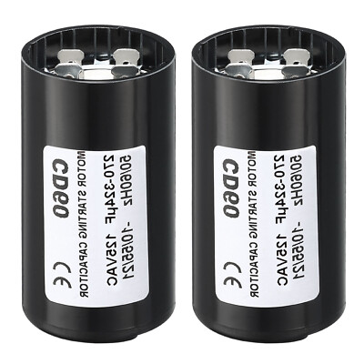 2 Pack Motor Start Capacitor 270-324uF/Mfd 125V 50/60Hz CD60 Run ...