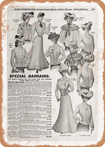 METAL SIGN - 1902 Sears Catalog Women's Apparel Page 1161 - Vintage Rusty Look | eBay