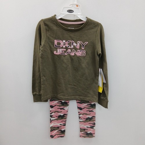 DKNY Girls Cotton Pyjamas Age 7 Yrs NWT Olive Green Pink Camo RMF-FPL12 ...