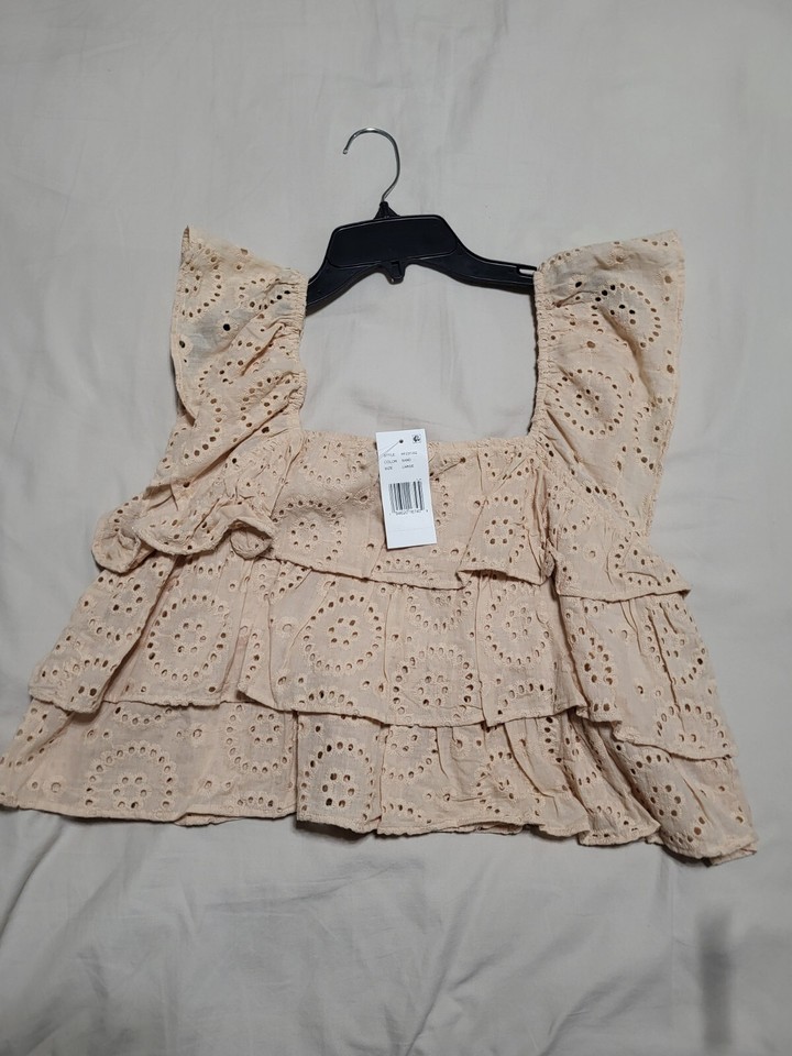 HYFVE JUNIOR WOMEN’S TIERD RUFFLE KNIT SLEEVE Blouse LARGE Shirt | eBay UK