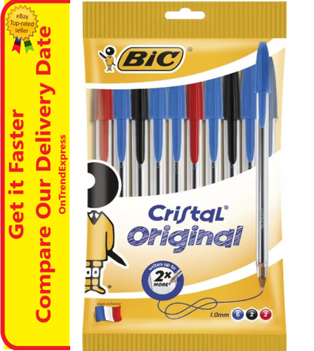 Bic Cristal Original Medium Point 1.0mm Ballpoint Pens Pack 10 Assorted ...