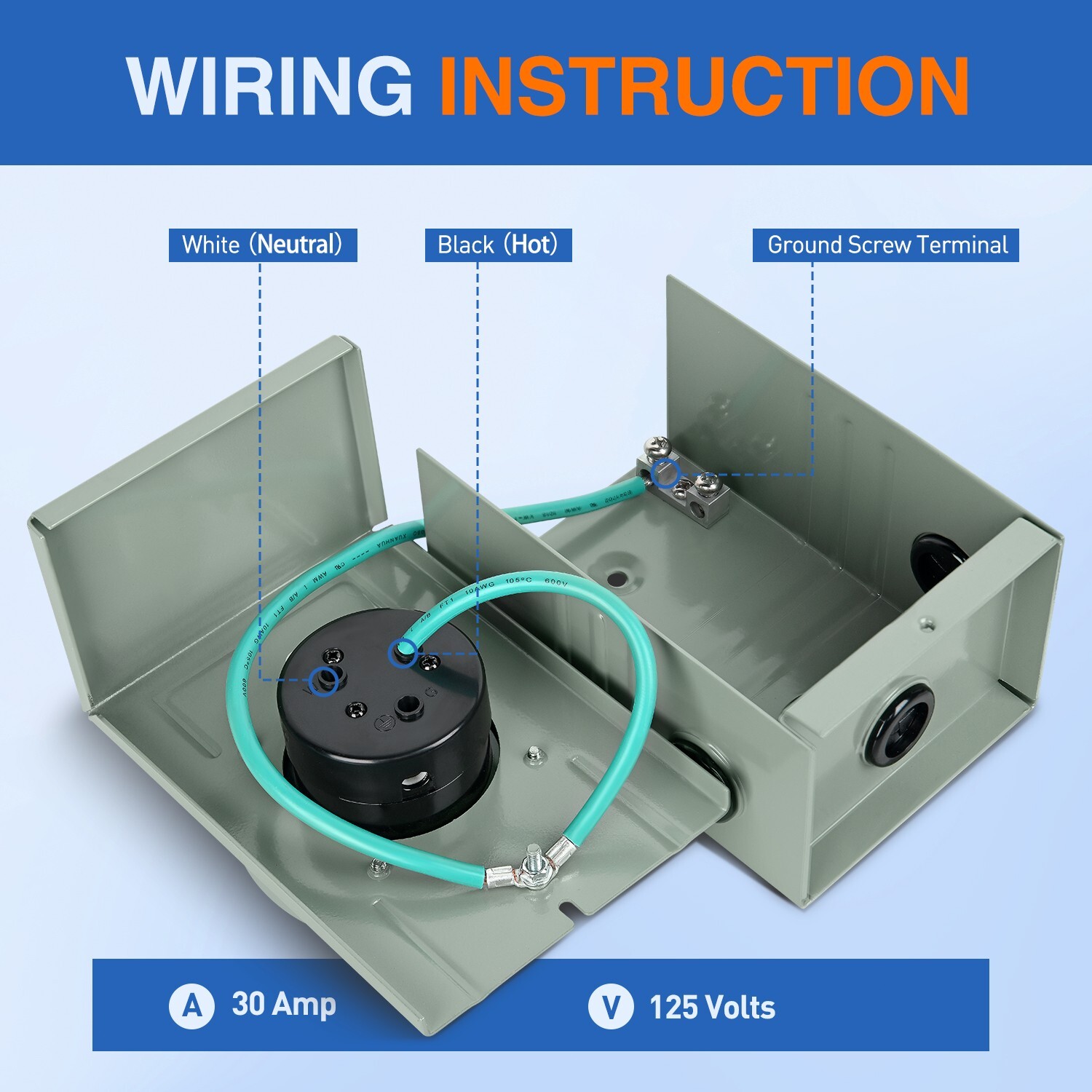 Nilight 30 AMP Generator Power Inlet Box 125V NEMA L5-30P Receptacle ...