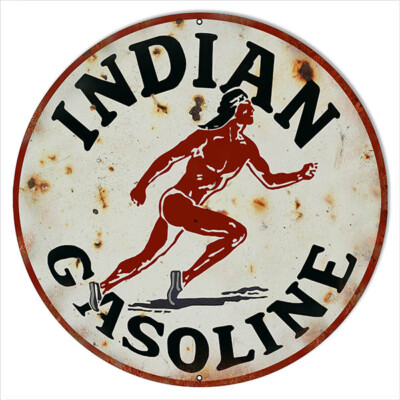 Vintage Style Metal Sign Indian Gasoline Motor Oil 24x24 | eBay