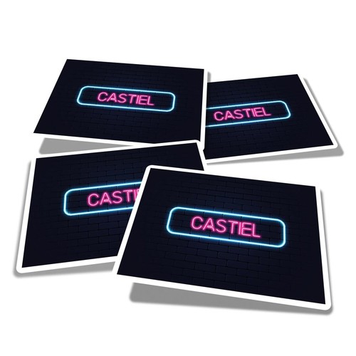 4x Vinyl Stickers Neon Sign Design Castiel Name #351752 | eBay UK