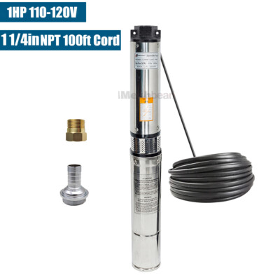 1 HP Deep Well Submersible Pump ,4'' 115V, 33 GPM, 276 ft ,60Hz ...