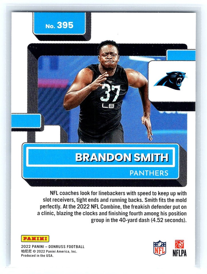2022 Donruss #395 Brandon Smith Football Carolina Panthers Rookie | eBay