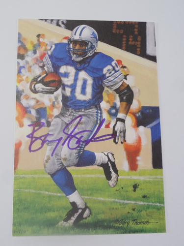 Barry Sanders signed Goal Line Art Card, Beckett | eBay