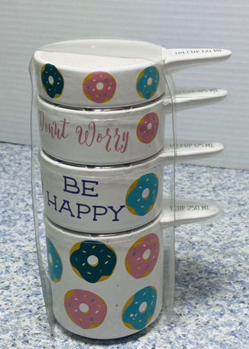 Ceramic stacking Measuring Cups Set "Donut Worry, Be Happy" still ...