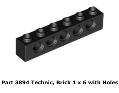Lego 1x 3894 Black Technic, Brick 1 x 6 with Holes 6941 | eBay