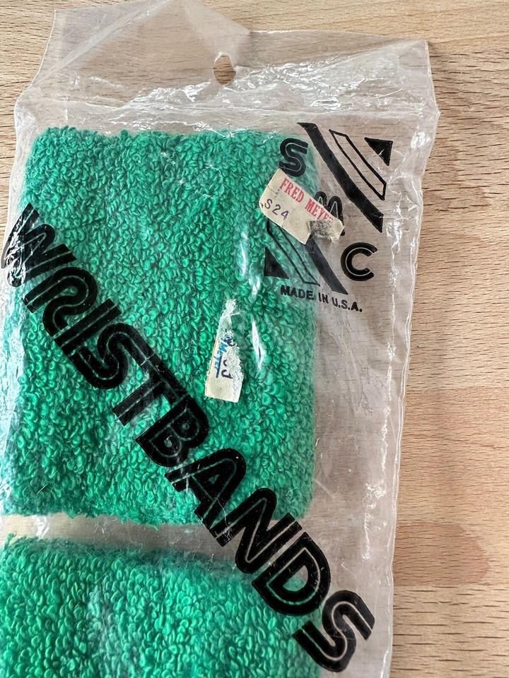 Vintage 80s SMC Sweat Wristbands GREEN Cotton Blend USA NOS Retro ...