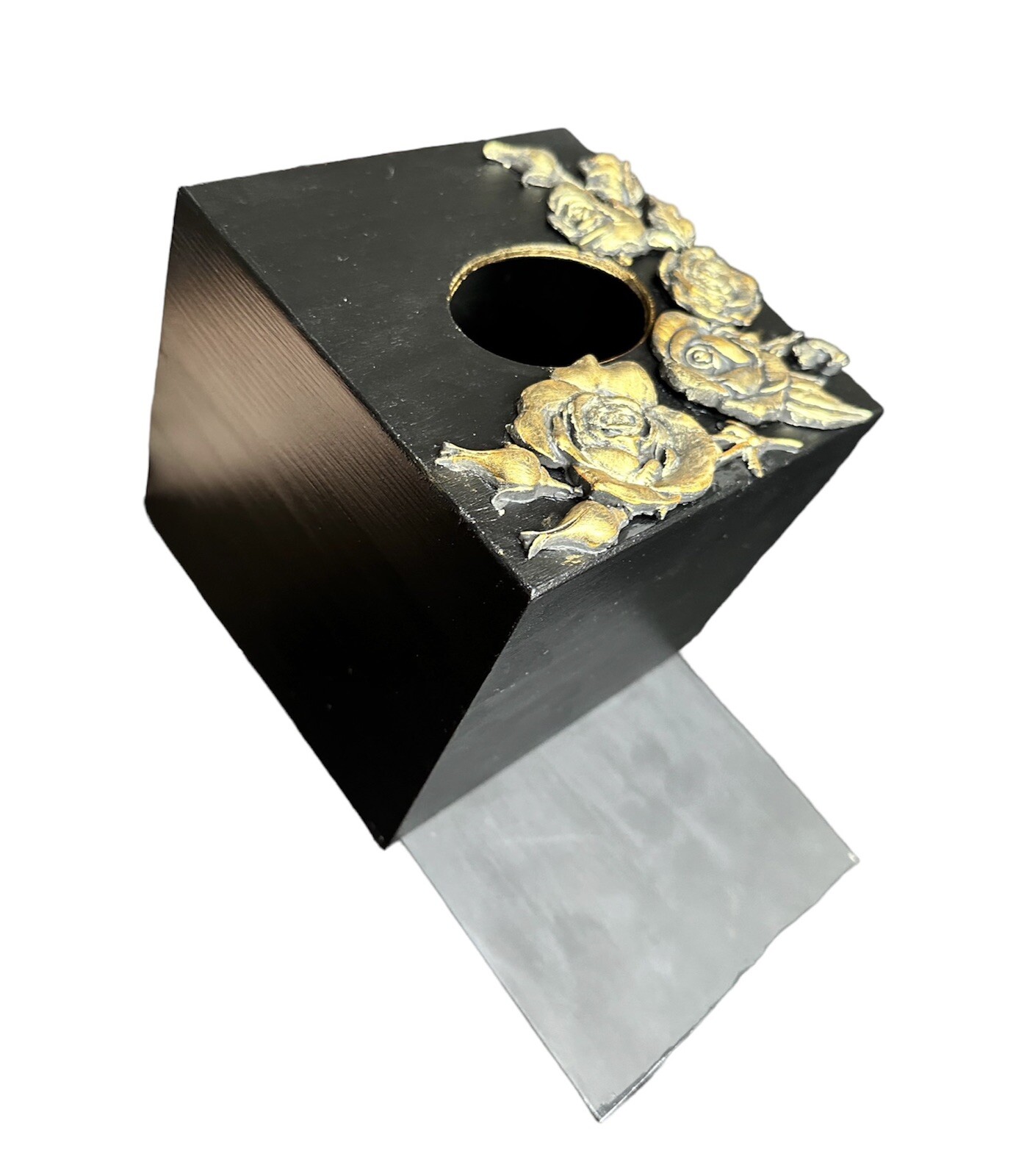 Elegant Tissue Box Cover, tossue holder wooden decoupaged handmade cube ...