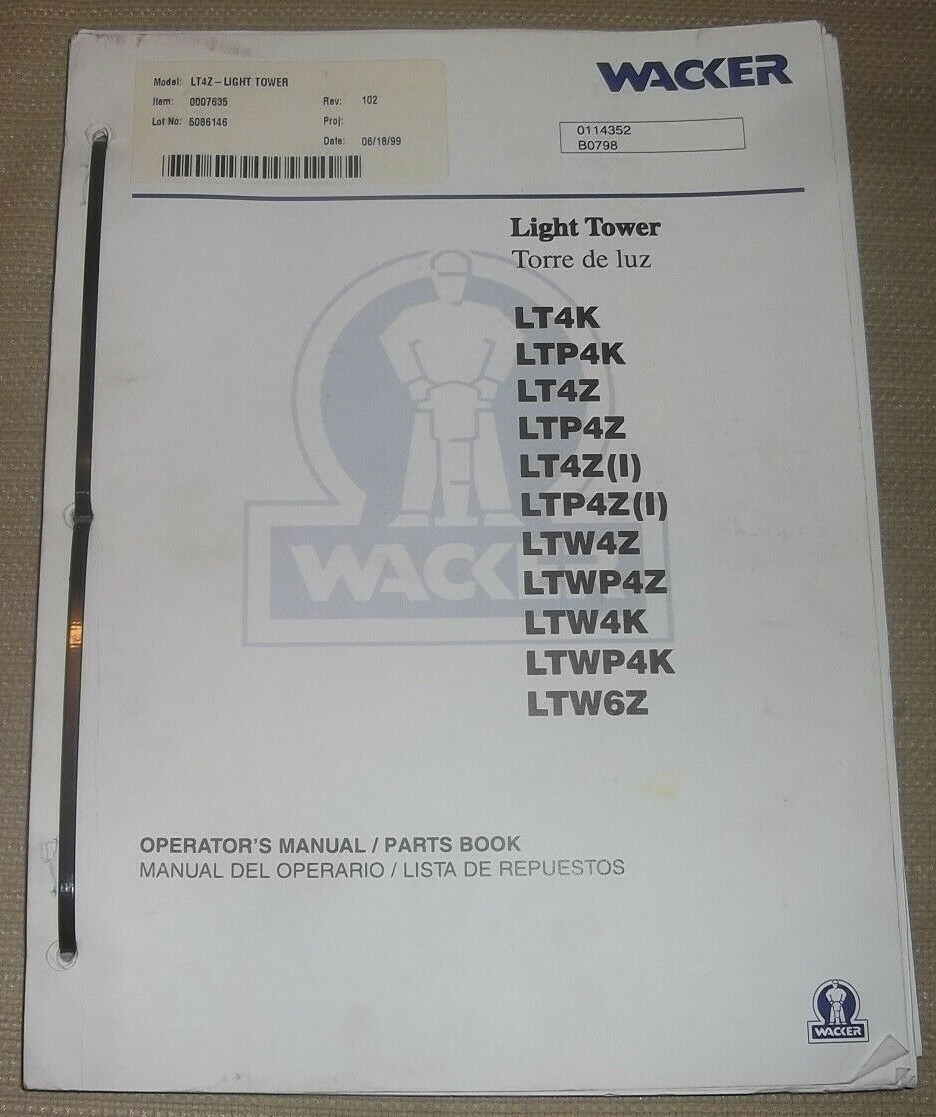 Wacker Neuson Light Tower Operator S Manual | Shelly Lighting