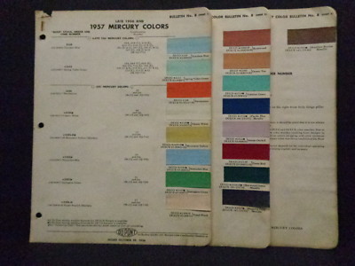 1957 MERCURY DUPONT COLOR CHART (COLOR CHIPS), ALSO LATE 1956, ISSUED ...