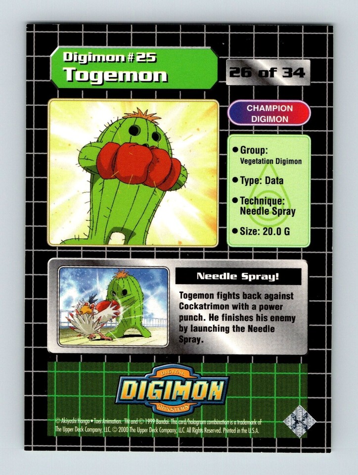 Digimon Animated Series 1 - Togemon 26 of 34 - Upper Deck 1999 | eBay
