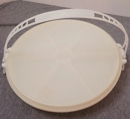 Vintage Tupperware Round White Divided Dish With Lid & Handle Fruits ...