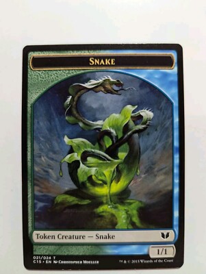 X4 MTG Token Snake 1/1 Blue & Green (Commander 2015) Excellent ...