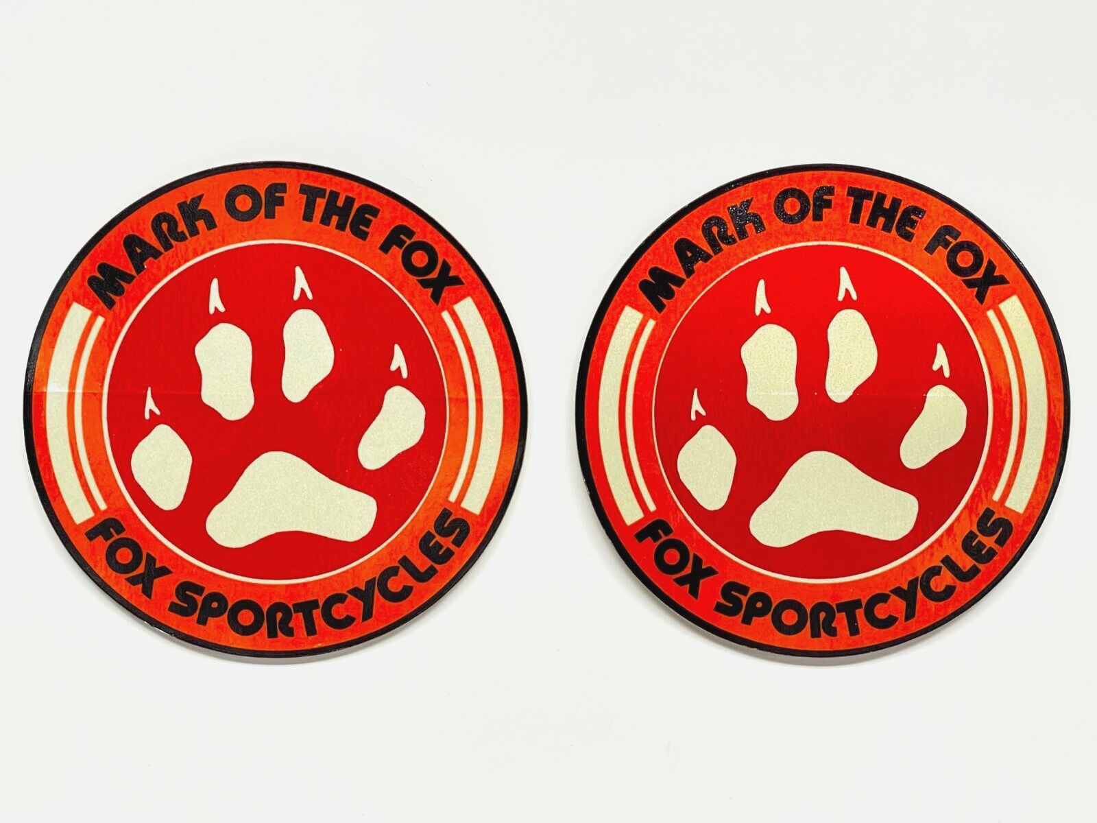 2 NOS FOX SPORTCYCLES Reflective Decals Desert Fox Tracker Thunderbolt ...