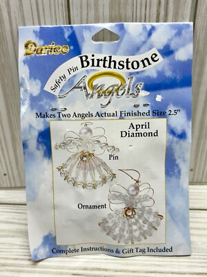 Safety Pin Angel Ornament Kit Darice Birthstone April Diamond 2.5" New ...