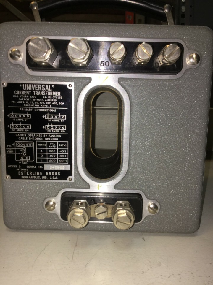 ESTERLINE ANGUS UNIVERSAL CURRENT TRANSFORMER MODEL D 2500V 25-125 ...