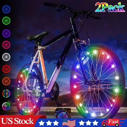 2-Tire Pack LED Bike Wheel Lights Waterproof Bicycle Spoke Tire Light ...