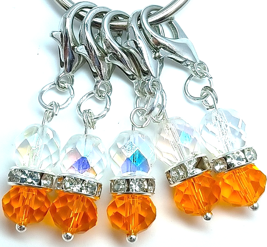 MikieLou Stitch Markers PremiumFaceted Austrian CRYSTAL Gold Rhinestone ...