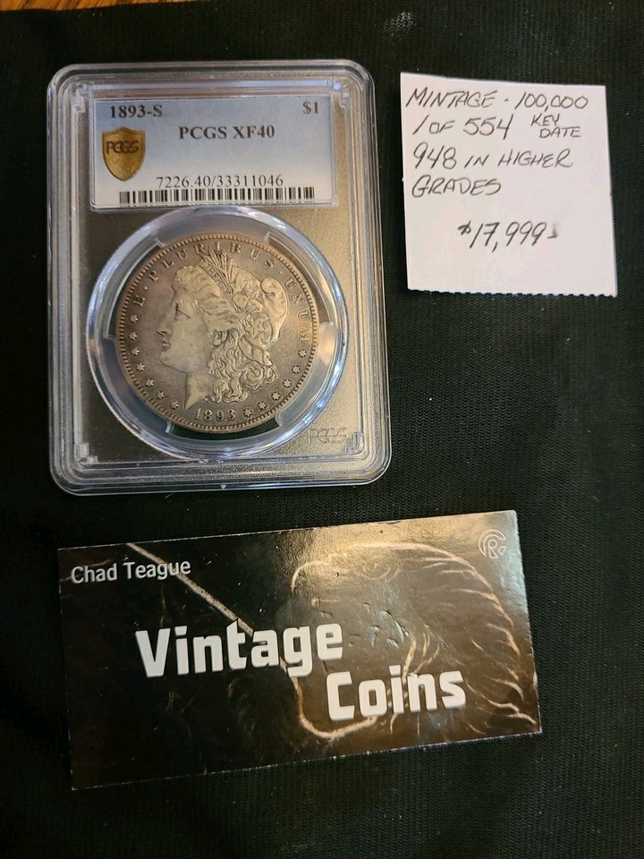 1893-S PCGS XF40 MORGAN SILVER DOLLAR 🔥KEY DATE🔥GOLD SHIELD | eBay