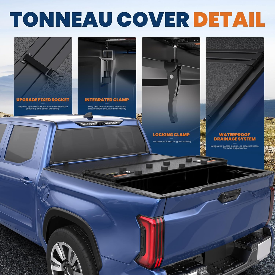 Tri Hard Truck Bed Tonneau Cover Compatible for 2024 2025 Toyota Tacoma ...