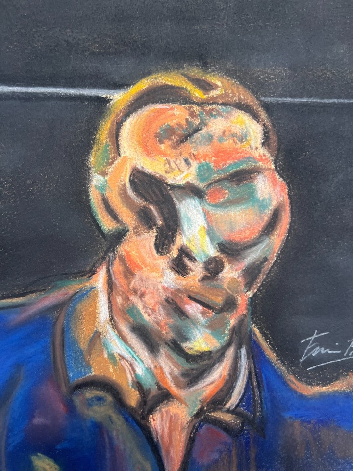 Francis Bacon Drawing On old Paper Signed and Stamped Mixed Media ...