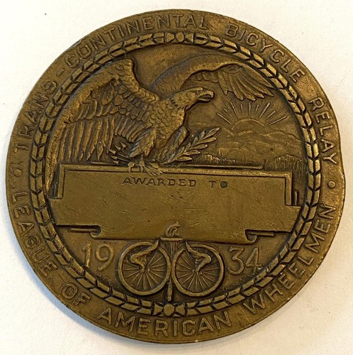 1934 League of American Wheelmen Trans Continental Bicycle Relay TOKEN ...