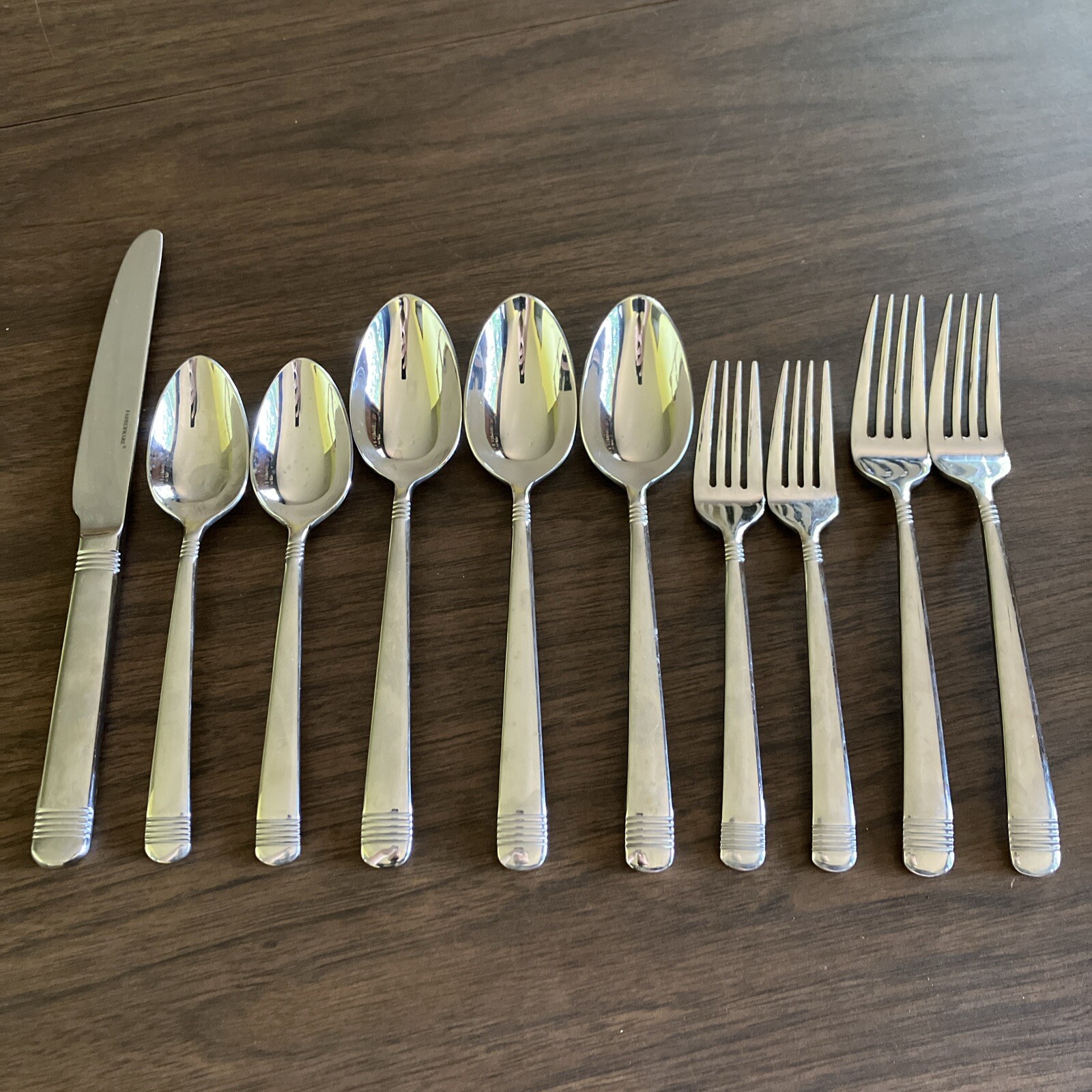 10 Farberware EUROPA Stainless Soup Spoons 2 Salad Dinner Forks Knife ...