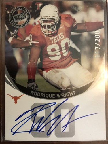 rodrique wright rookie auto autograph texas longhorns #200 football ...
