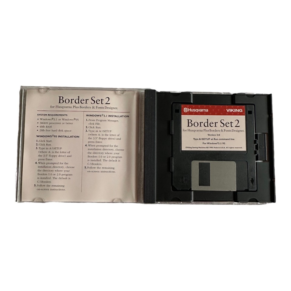 Border Set 2 Husqvarna Viking Plus Borders & Font Designer Software for Windows | eBay