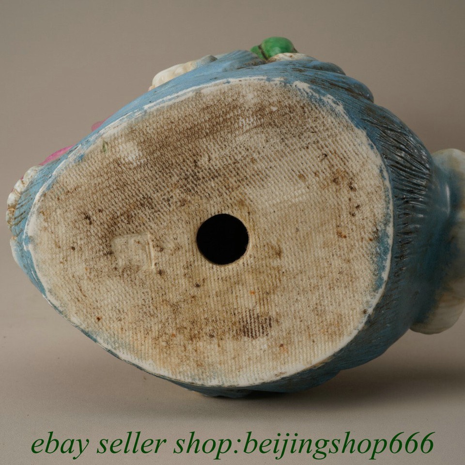 15.2" Marked Chinese Famille rose Porcelain Guan yin Goddess Peach ...