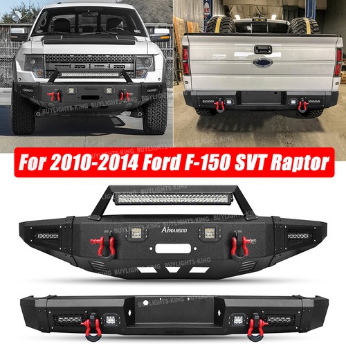 Steel Front Rear Bumper w/Winch Plate + LEDs For 2010-2014 Ford F-150 ...