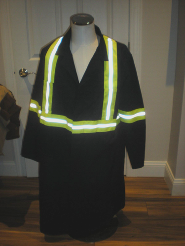 UniFirst Uni-Wear 56-R 3XL Navy Blue Safety Stripe Lab Coat #3L.64 NEW ...