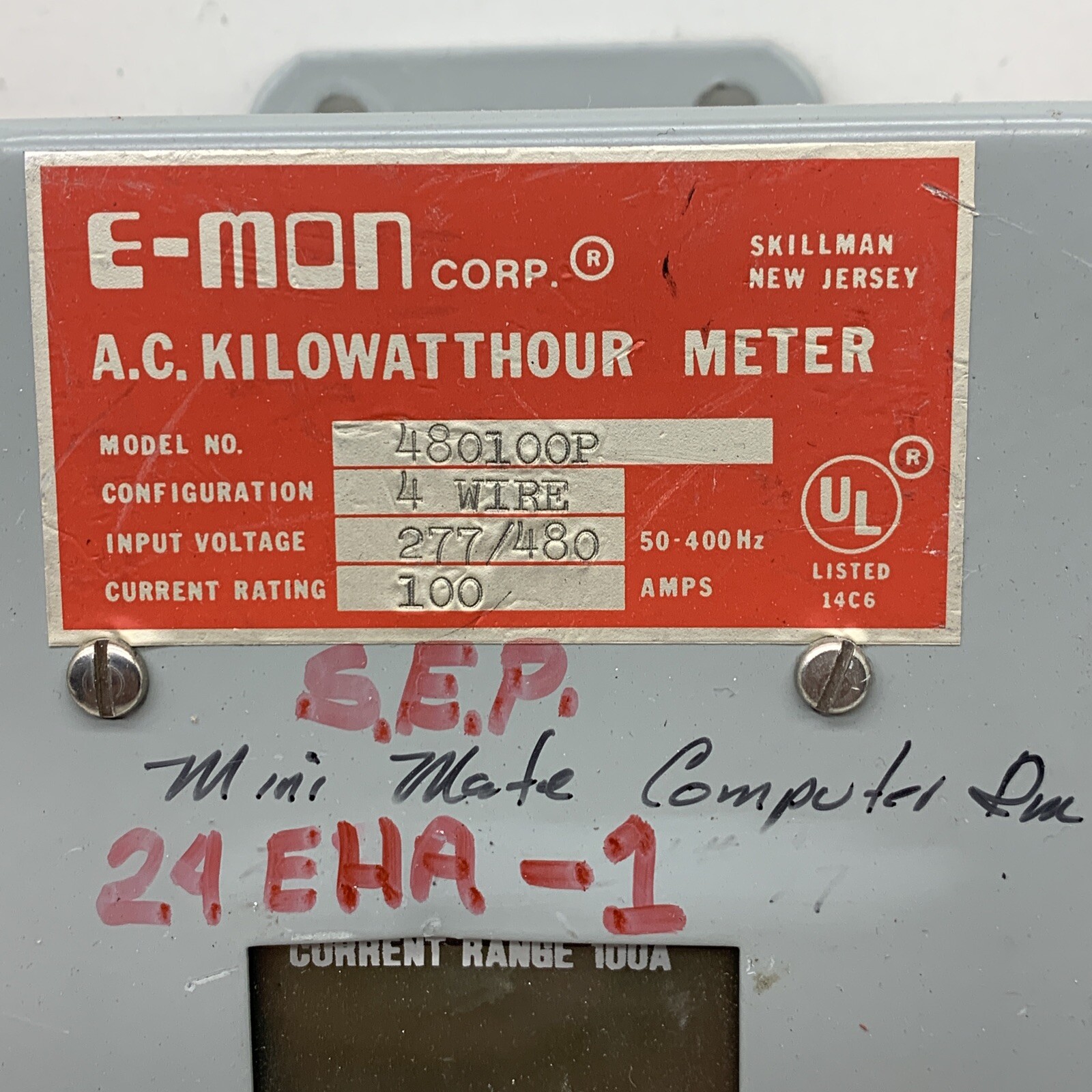 E-Mon D-Mon 480100P AC Kilowatthour Meter 100A 277/480V 50-400hz 4-Wire ...