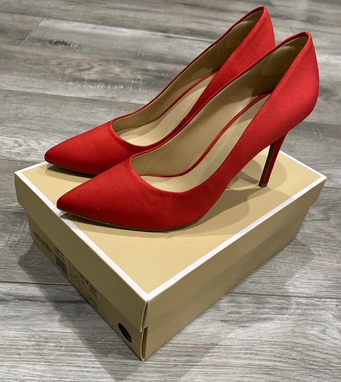 Michael Kors US 9.5M Bright Red Satin Pumps - Gem