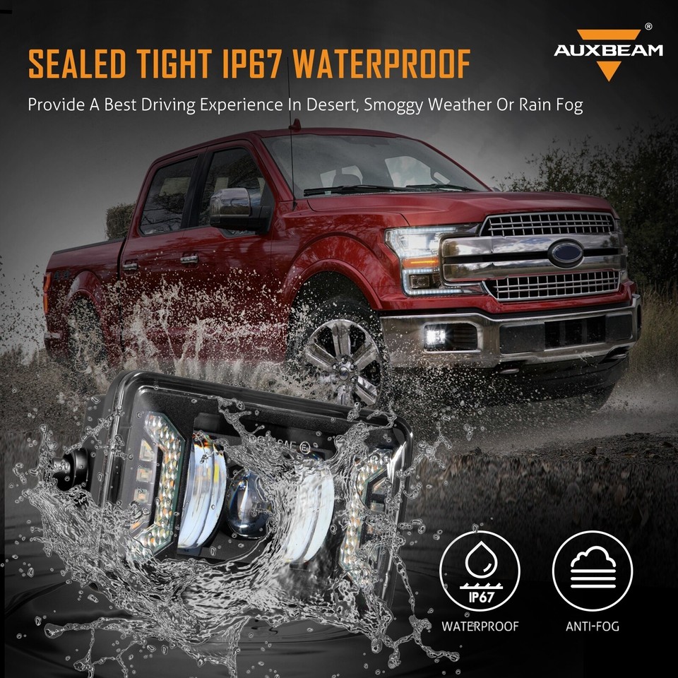 2PCS AUXBEAM DOT LED Fog Light w/ White DRL+Turn Light For Ford F150 ...