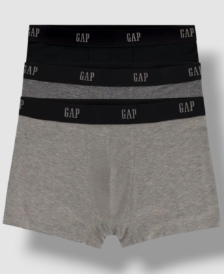 GAP Men's Gray Underwear 3-Pack Contour Pouch 3" Logo Boxer Briefs ...