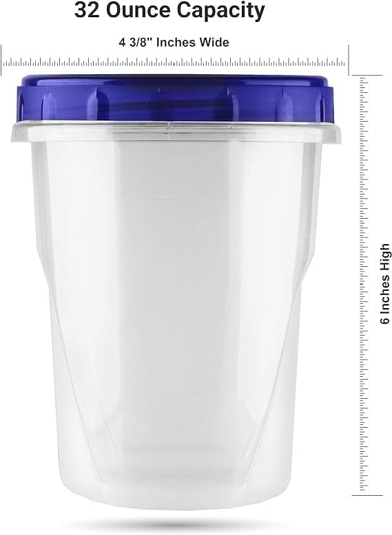 Twist Top Food Deli Containers Screw And Seal Lid 32 Oz Stackable ...