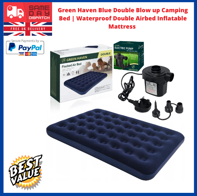 Inflatable Flocked Air Bed Single Double Mattress Airbed Camping Blow ...