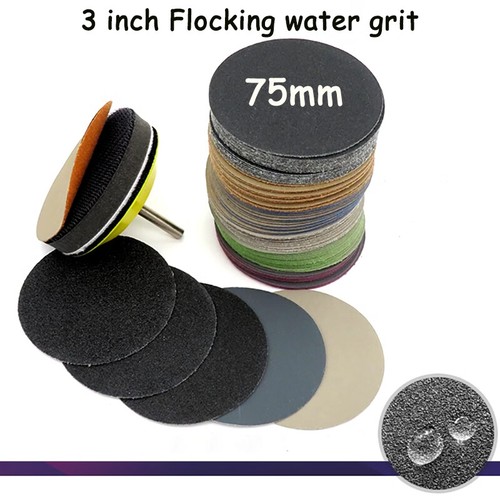 3 Inch 75mm Waterproof Sanding Discs Hook Loop Sandpaper Wet/Dry 60 ...