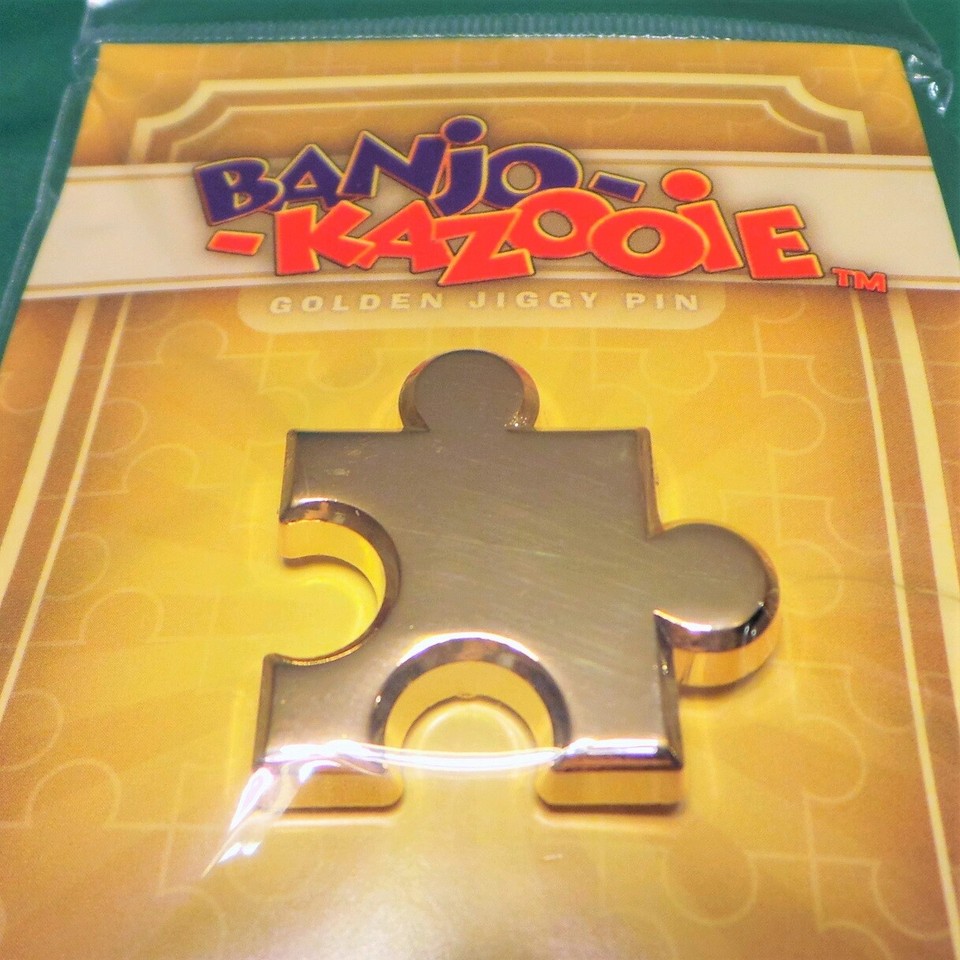 Banjo-Kazooie Golden Jiggy Pin 1.1" *Official* Rare Gold 3D Jigsaw ...