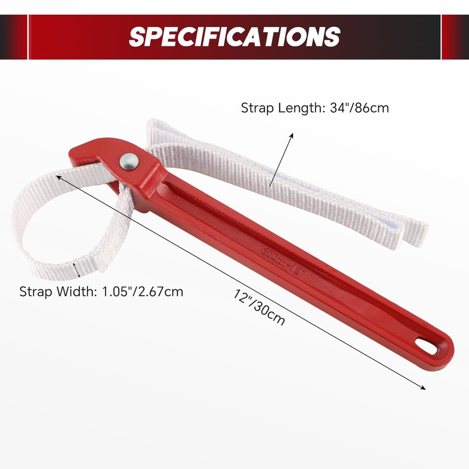 12 Inch Pipe Strap Wrench | Adjustable Nylon Strap Wrench Oil Filter ...