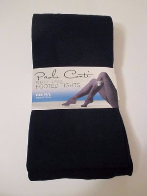 1 Pair PAOLA CONTI Fleece Lined Footed Black M-L Tights | eBay