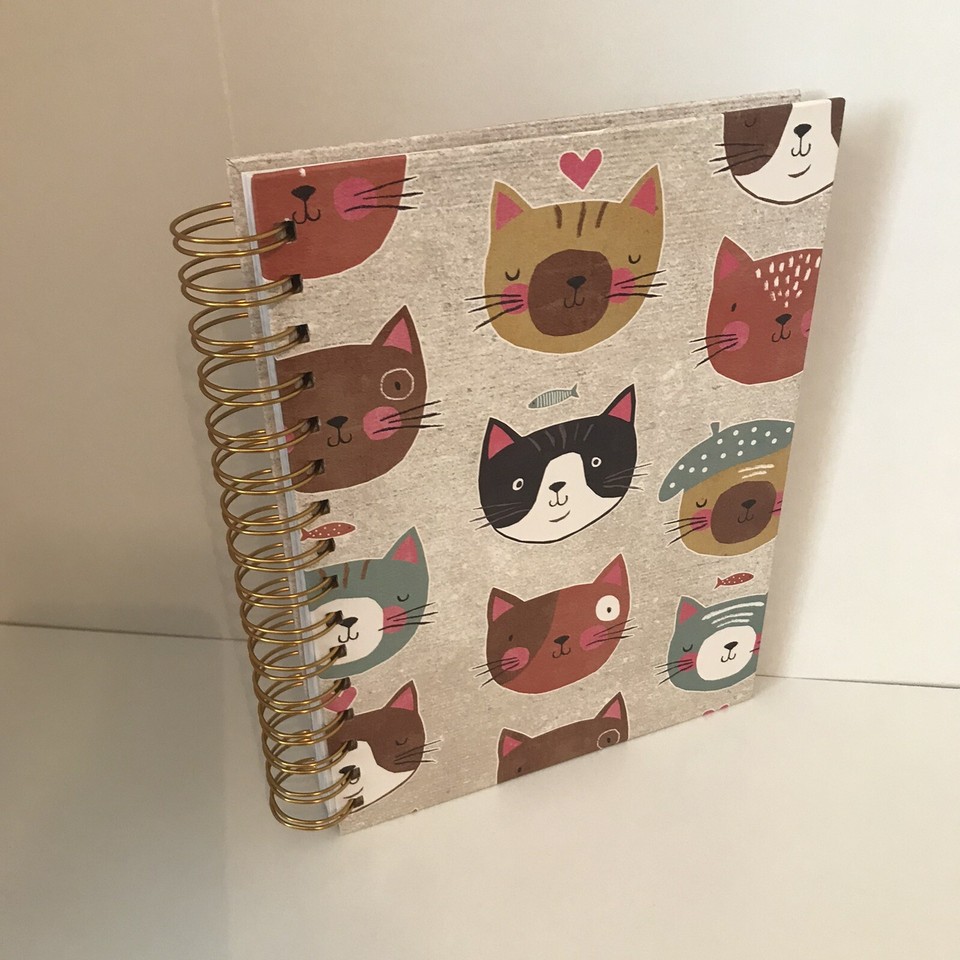 Cat Journal Tan Cat Lovers Notebook Hardcover Spiral Lined 8x6 | eBay