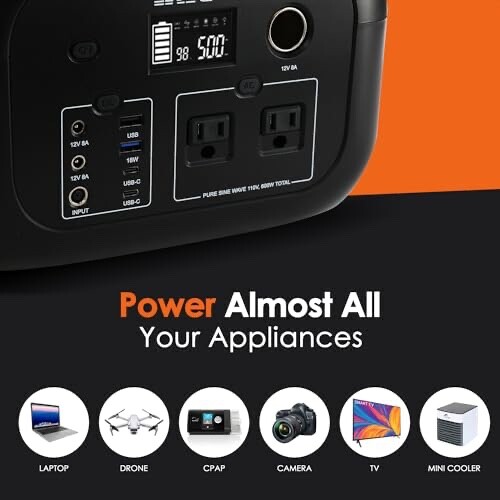 Portable Power Station 600W- 660Wh Lithium Battery Station, 110V/600W ...